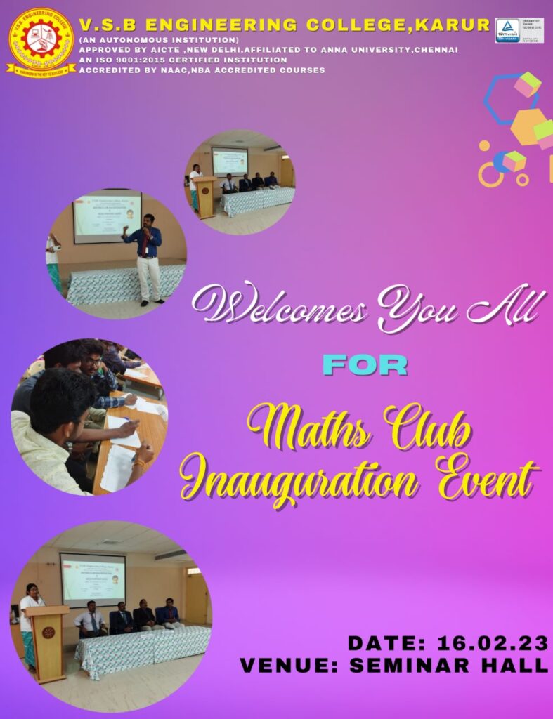 Maths Club - VSB Engineering College Karur